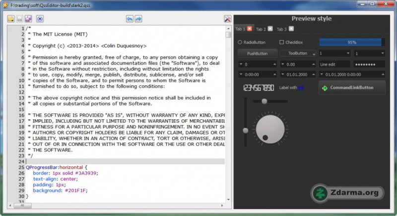 QSS Editor - editace a náhled Qt Style Sheets (QSS) | Zdarma.org